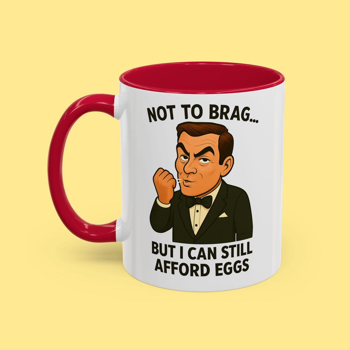 Funny Smug Man Cartoon Colorful Mug - Wealth Bragging Humor Gift, 11oz ...