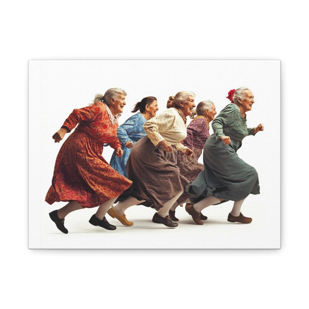 Funny Old Ladies Running Canvas Art: Sisters With Rhythm Home Decor - Etsy