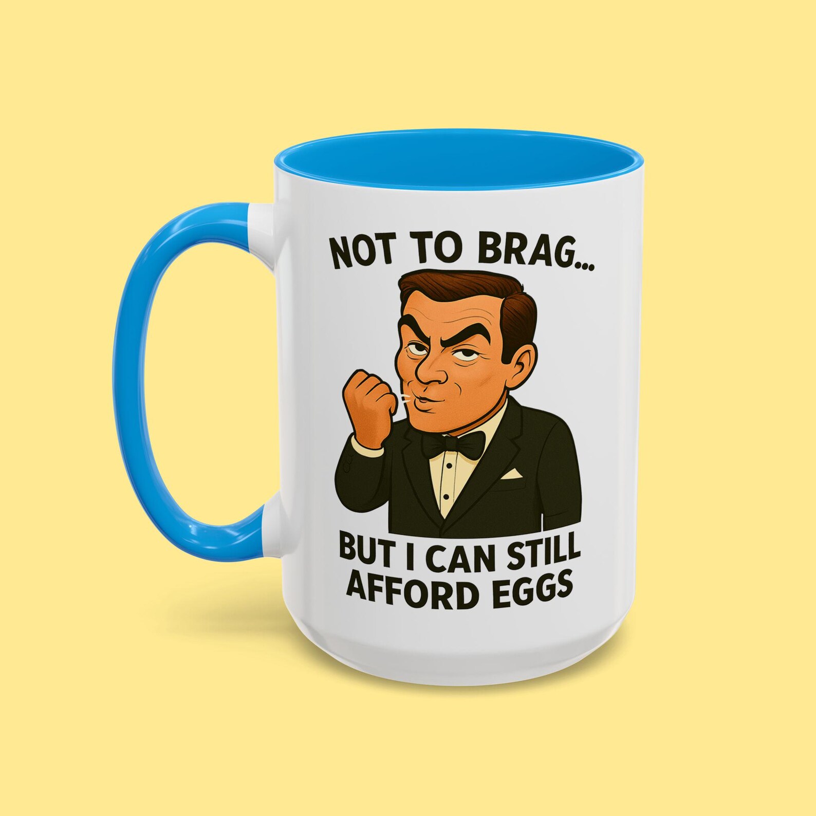 Funny Smug Man Cartoon Colorful Mug - Wealth Bragging Humor Gift, 11oz ...