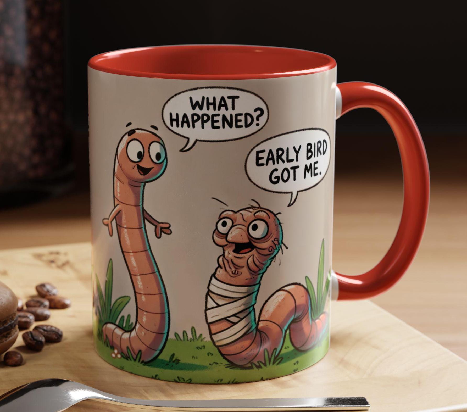 Early Bird Worm Humor Coffee Mug - Optimistic Sage Advice - Etsy