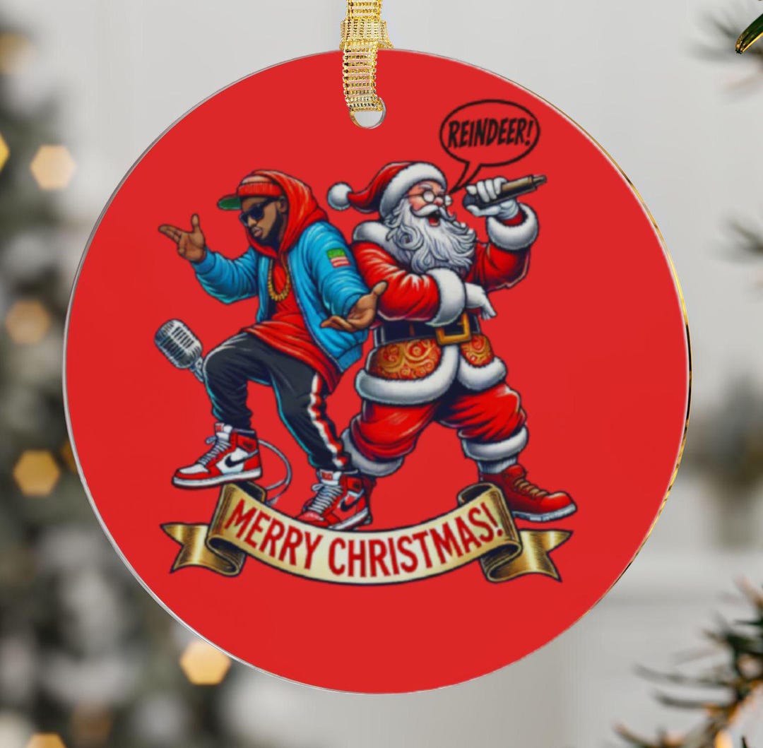 Christmas Santa & Rapper Acrylic Ornaments - Festive Holiday Decor ...