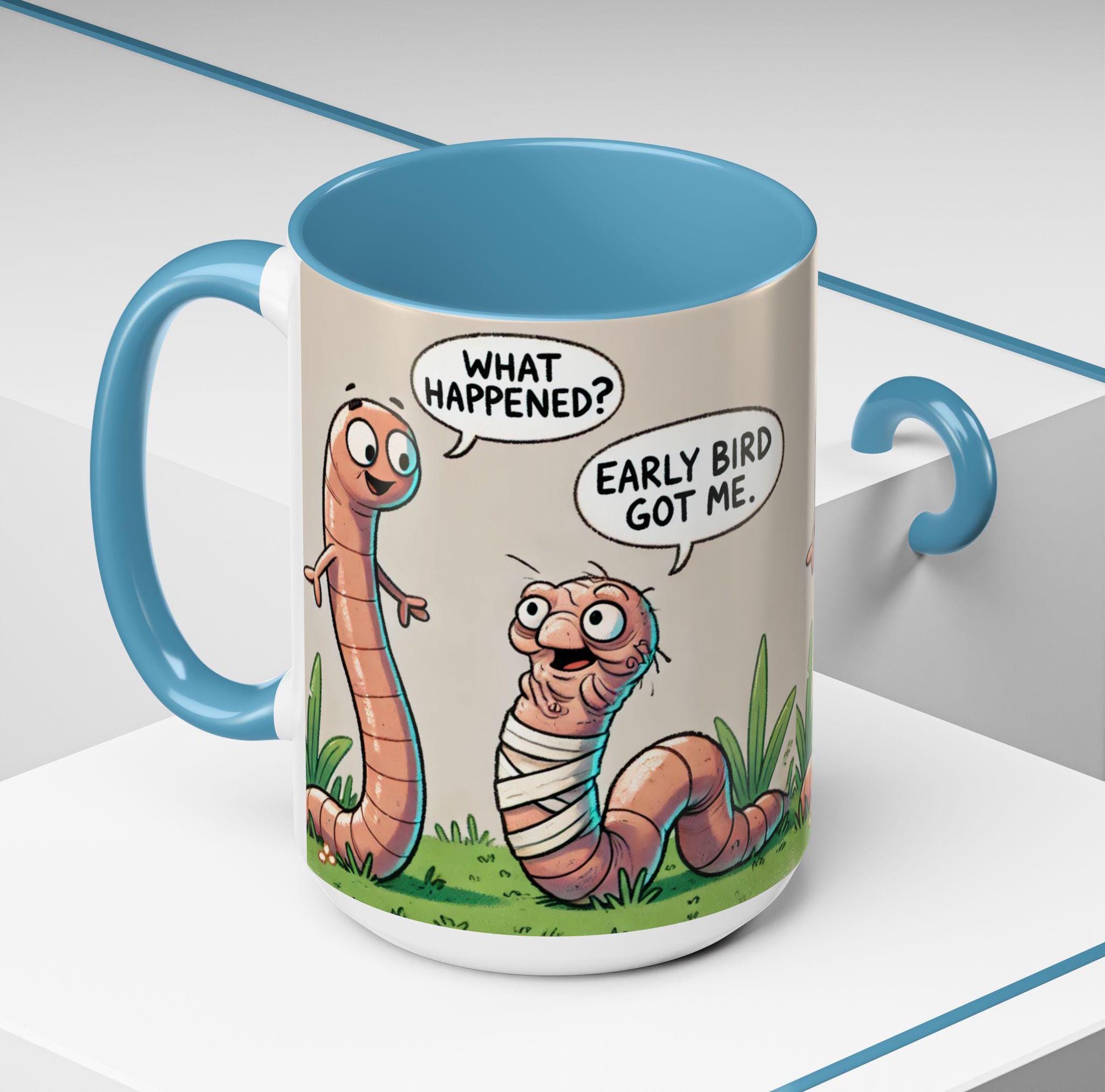 Early Bird Worm Humor Coffee Mug - Optimistic Sage Advice - Etsy