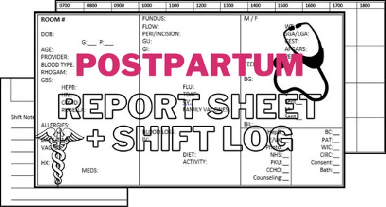 Postpartum Nurse Printable Report Sheet Shift Log - Etsy