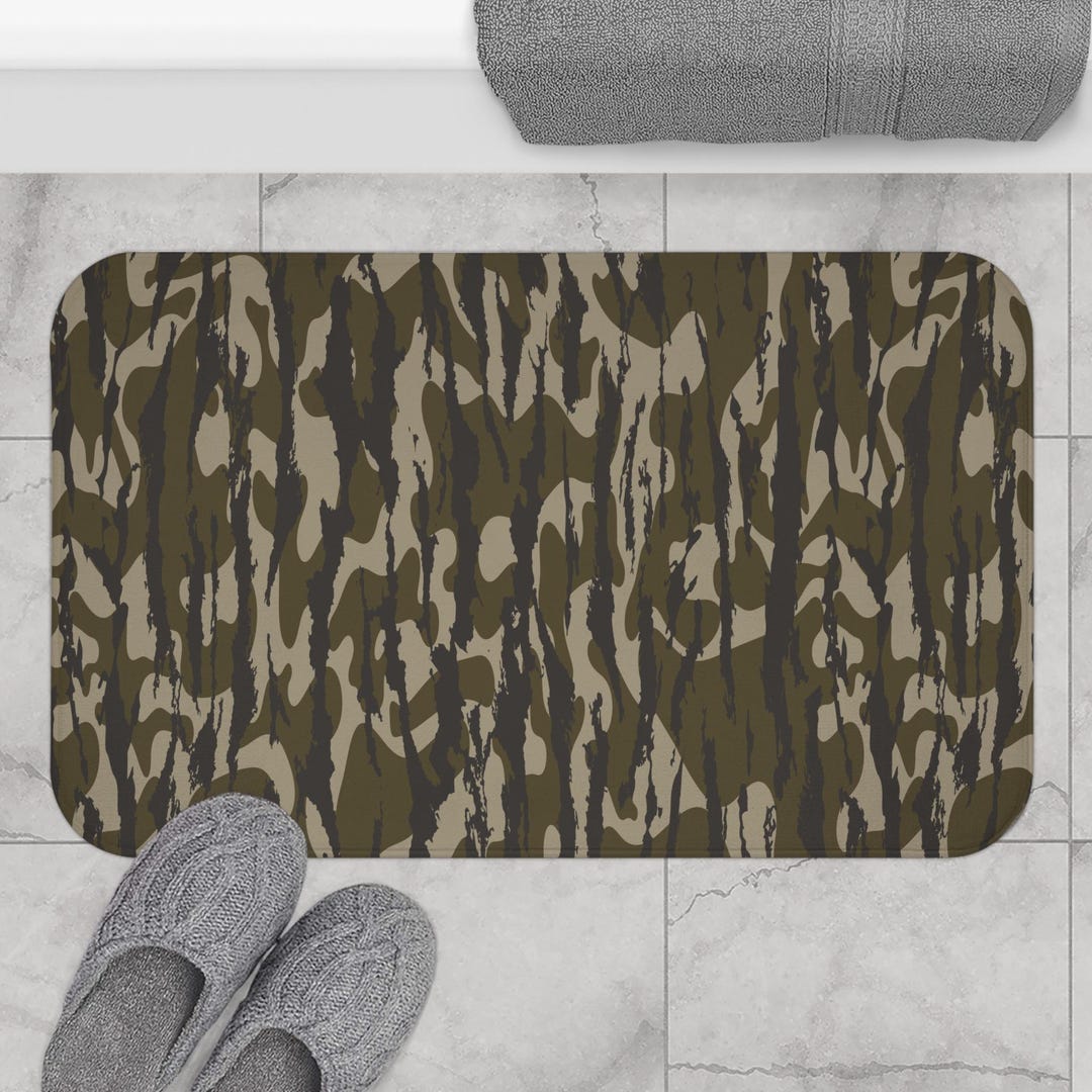 Bottomland Camo Bath Mat, Rug for Modern Bathroom Decor, Stylish Home ...