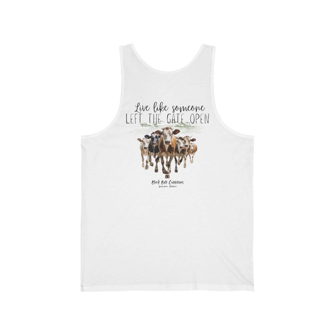 Rustic Farm-inspired Tank Top - Live Like Someone Left the Gate Open ...