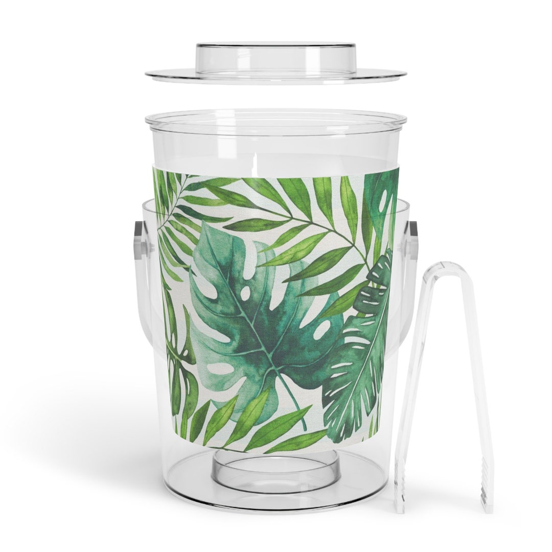 Tropical Leaves Custom Design Ice Bucket With Tongs - Etsy