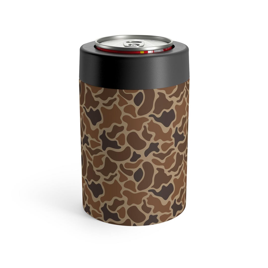Brown Marsh Old School Camo Can Holder, Rustic Drink Insulator, Camping ...