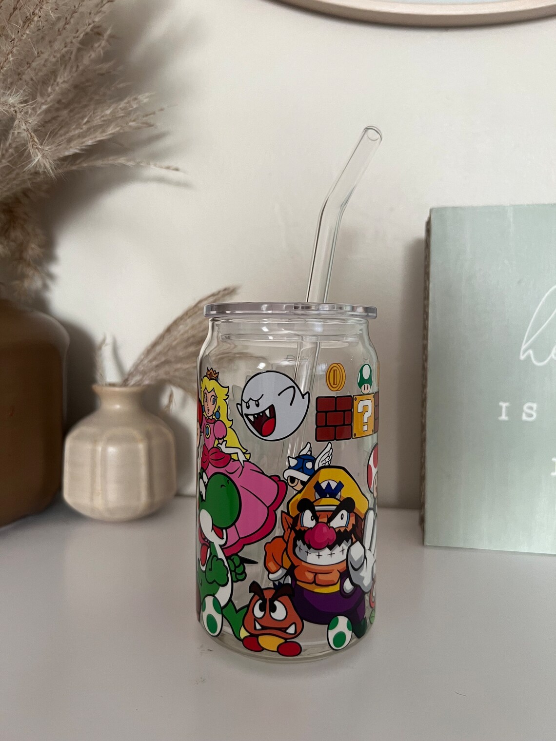 Super Mario 16oz Glass Can - Etsy