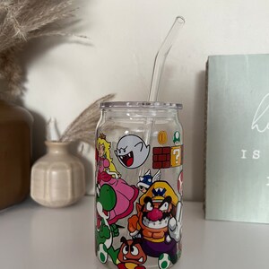 Super Mario 16oz Glass Can - Etsy