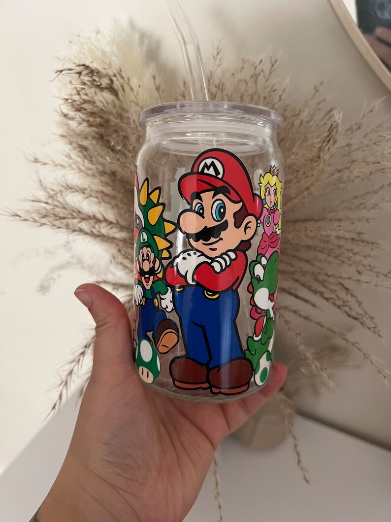 Super Mario 16oz Glass Can - Etsy