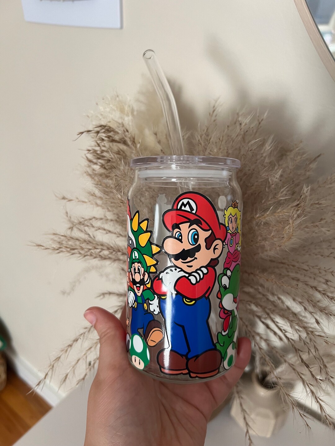 Super Mario 16oz Glass Can - Etsy