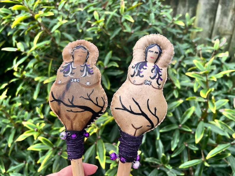 Handmade Painted Samhain Goddess Shamanic Rattle With Yew Handle for ...