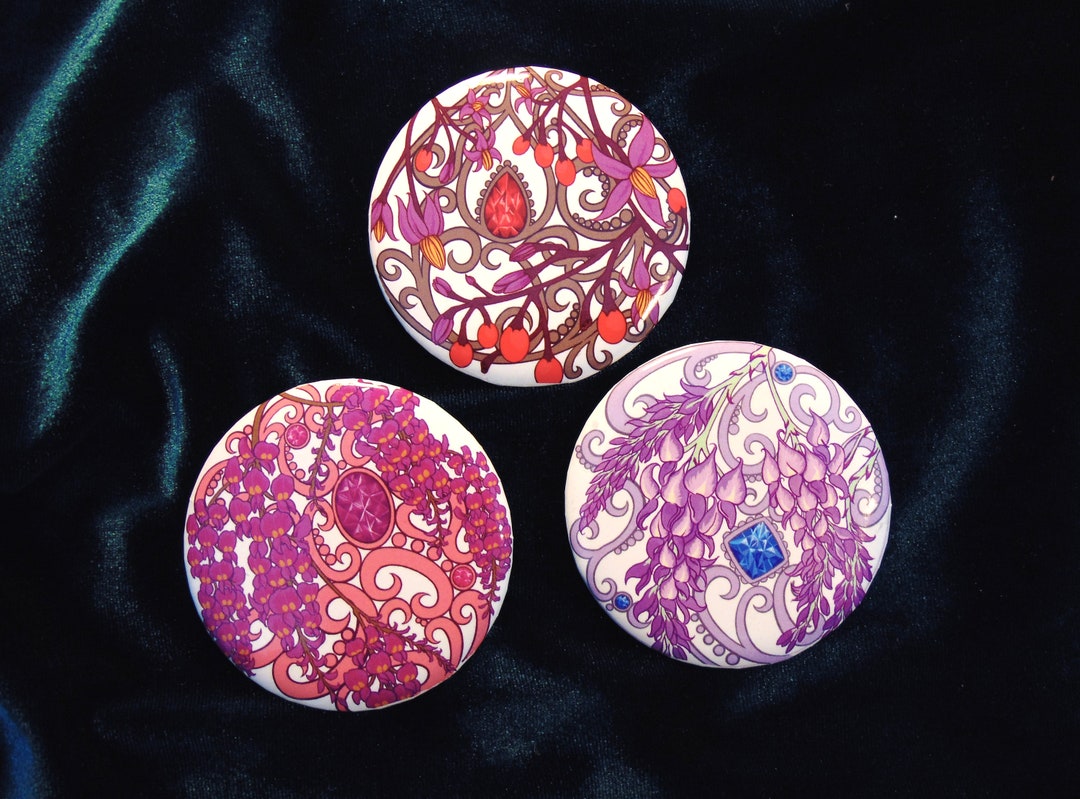 Bohemian Vines Pins - Beautiful Botanical Design Buttons - Flowering ...