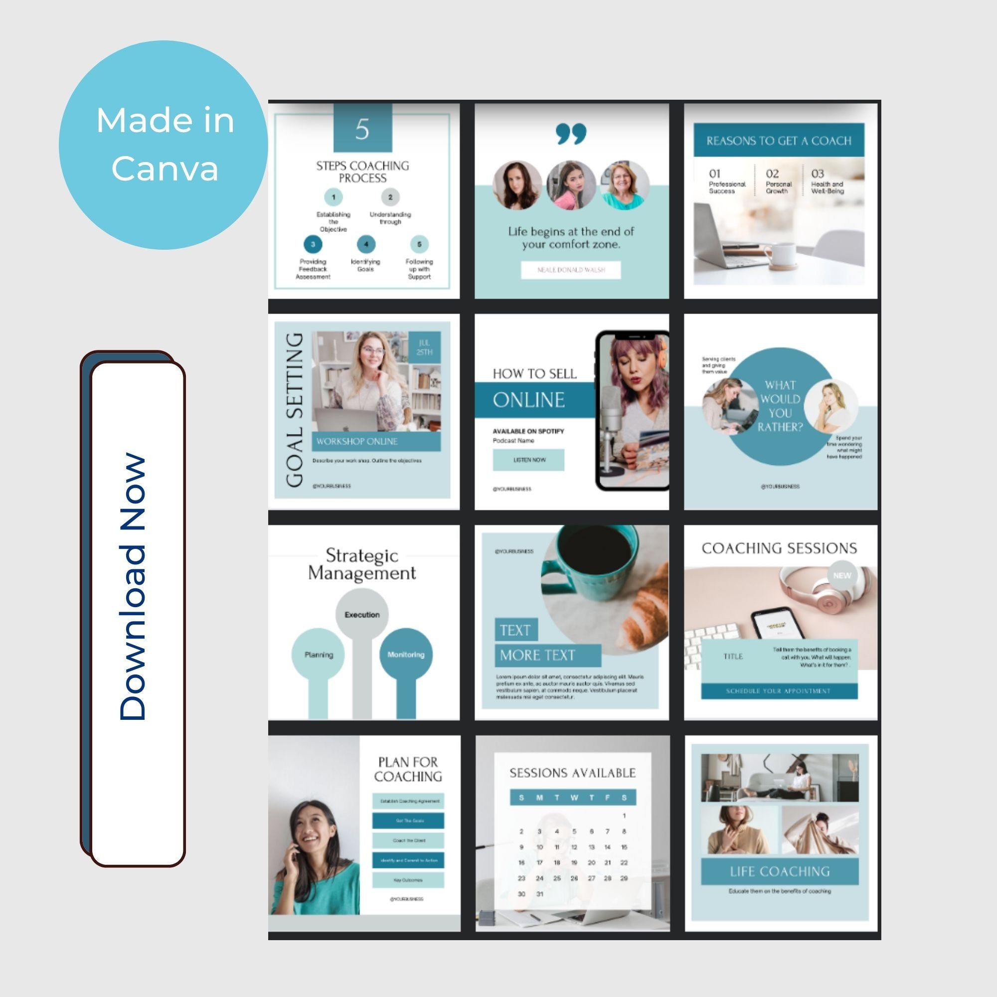 Instagram Post Templates, Coaching Social Media Templates, 35 Canva ...