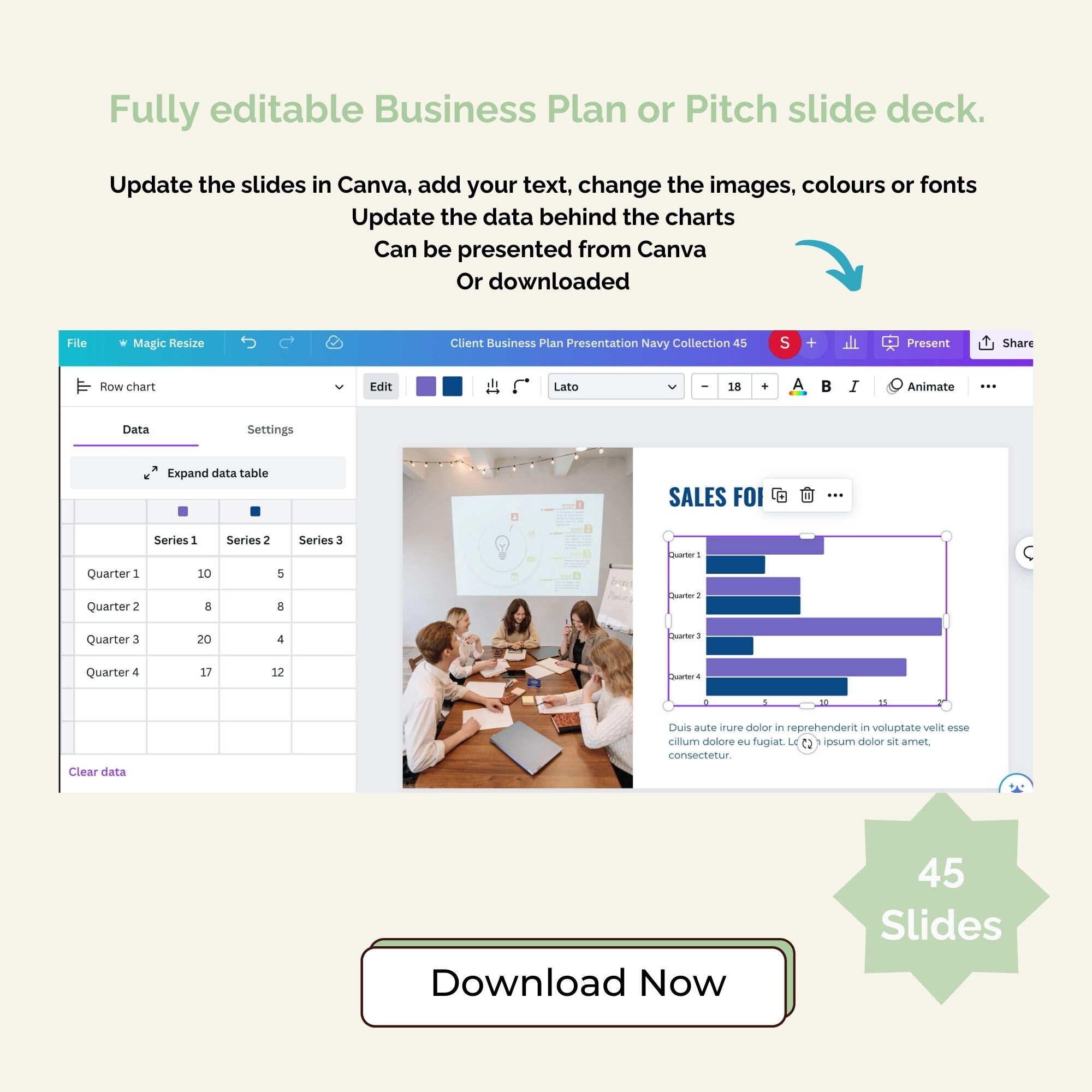 Business Plan Pitch Deck, Business Plan Template, Canva Presentation ...