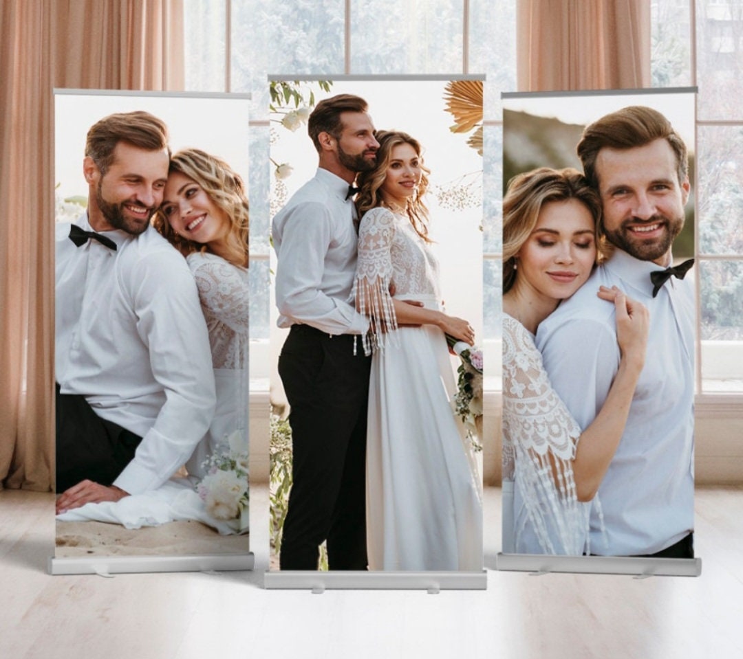 Retractable Wedding Banner, Custom Roll up Banner Stand, Life-size ...