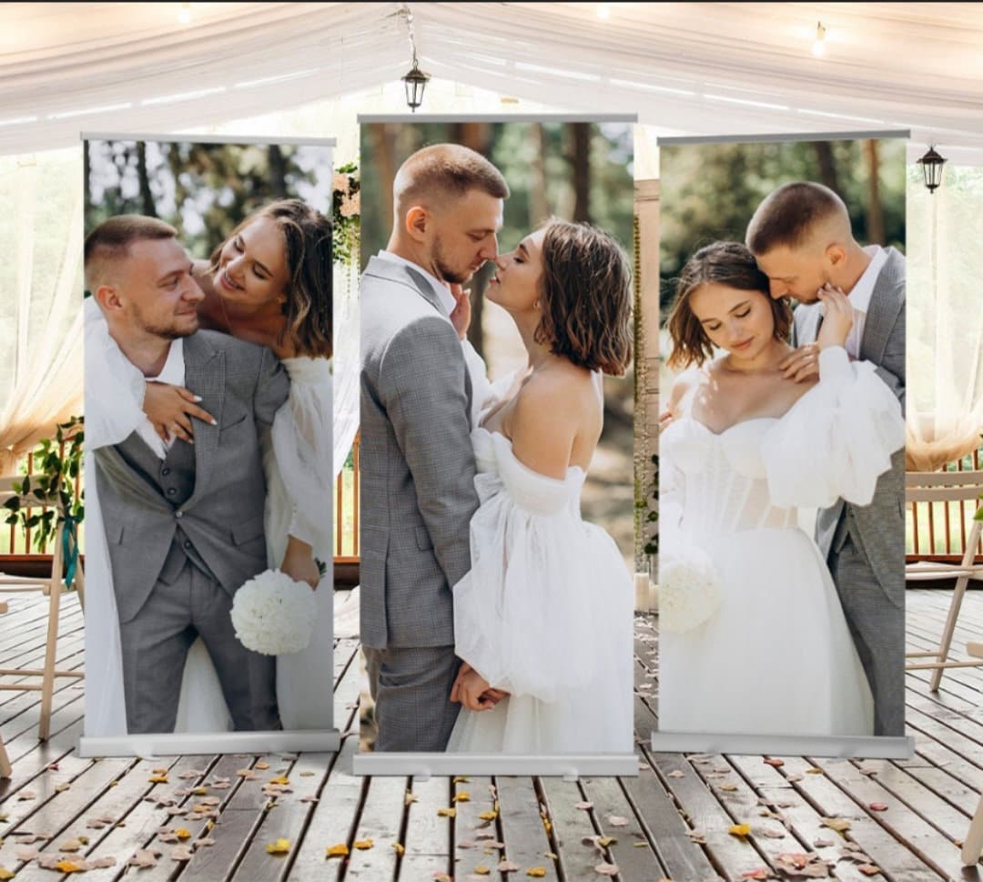 Retractable Wedding Banner, Custom Roll up Banner Stand, Life-size ...