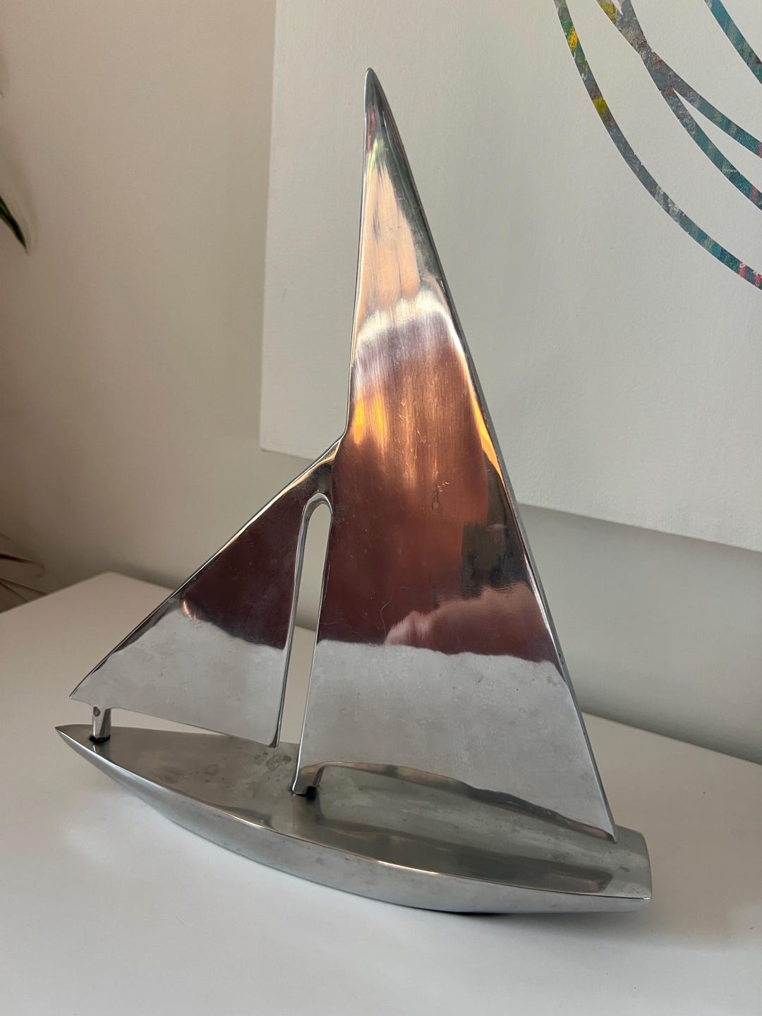 Unique Polished Aluminum Sail Boat Nautical Decor *has Vintage Patina ...