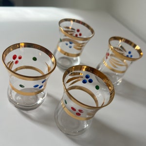 Vintage Gold Gilded Hand Painted Shot Glasses Set of 4 | Collectible ...