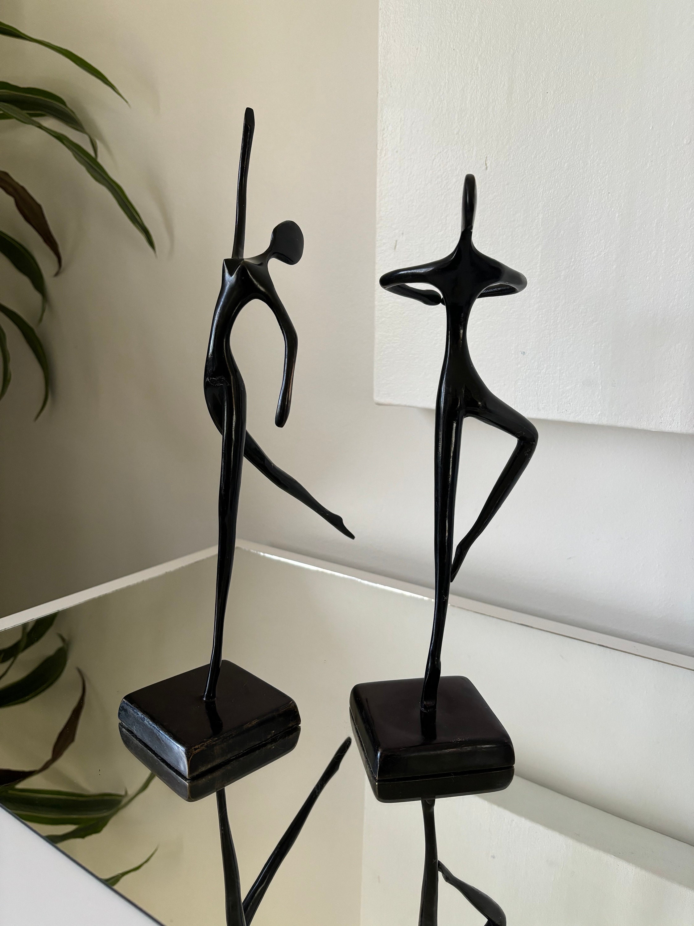 Pair of Vintage Bodrul Khalique Dancing Woman Bronze Sculptures Ballet ...