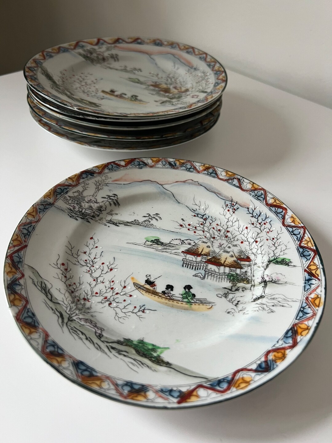 Vintage Delicate Hand Painted Plate Japan 7 Set of 6 - Etsy