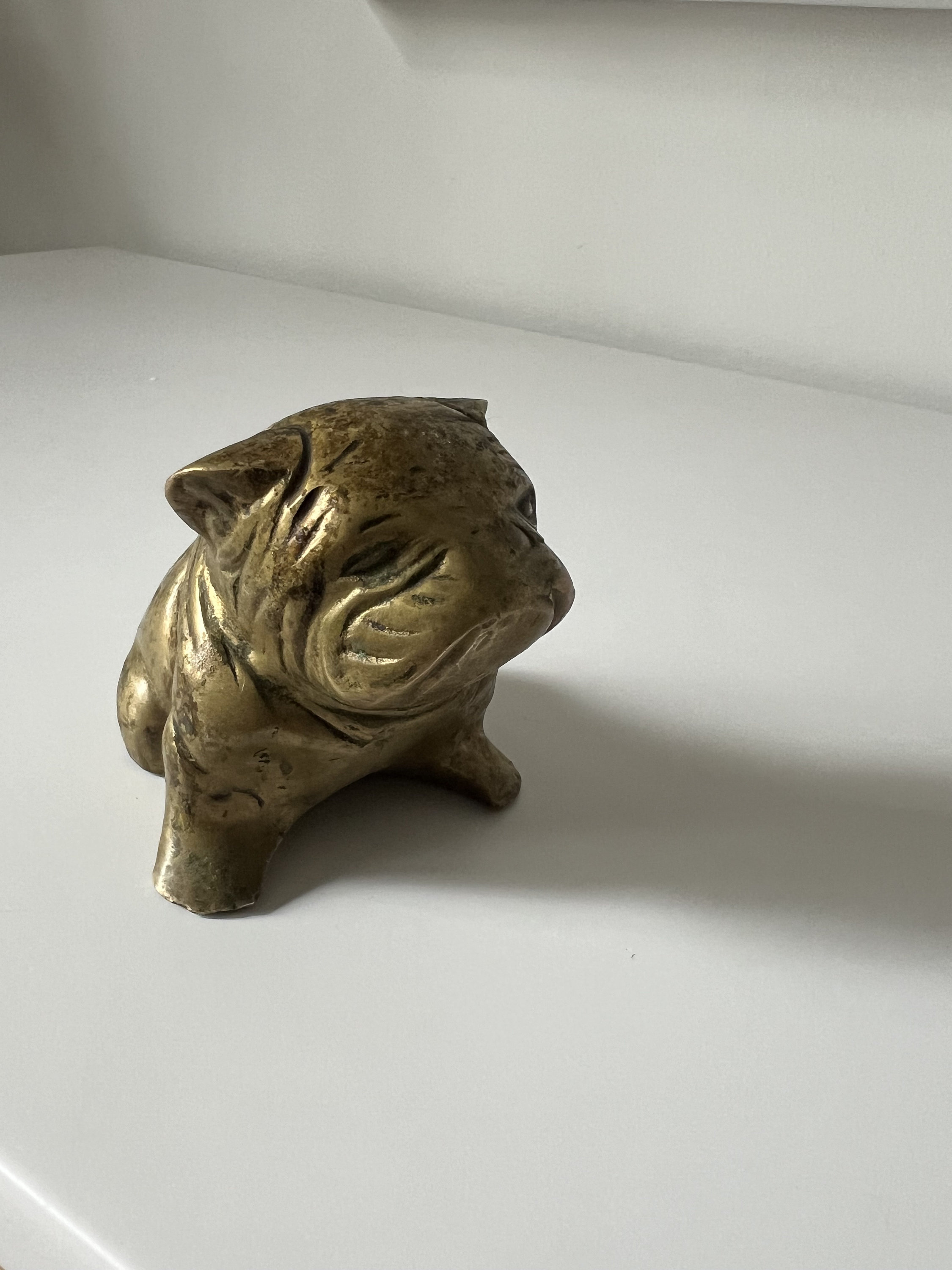 Vintage Brass Dog Figurine English Bulldog Sculpture Paperweight Solid ...