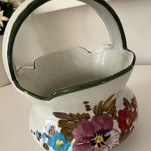 Ceramic Basket Made in Italy Floral Easter Basket Vintage Hand Painted ...