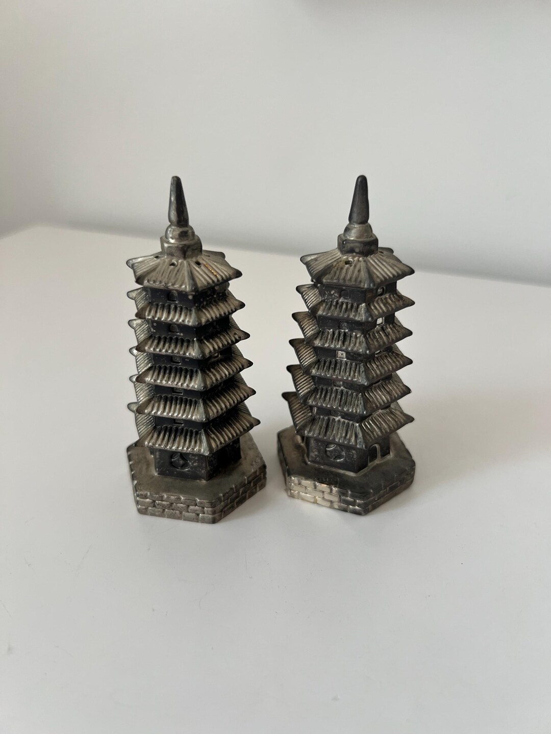 Vintage Silver Godinger Chinoiserie Pagoda Salt and Pepper Set ...