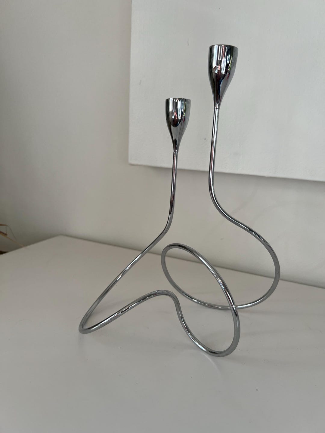 Black Blum Silver Loop Candle Holder Modernist Style Candlestick Holder ...
