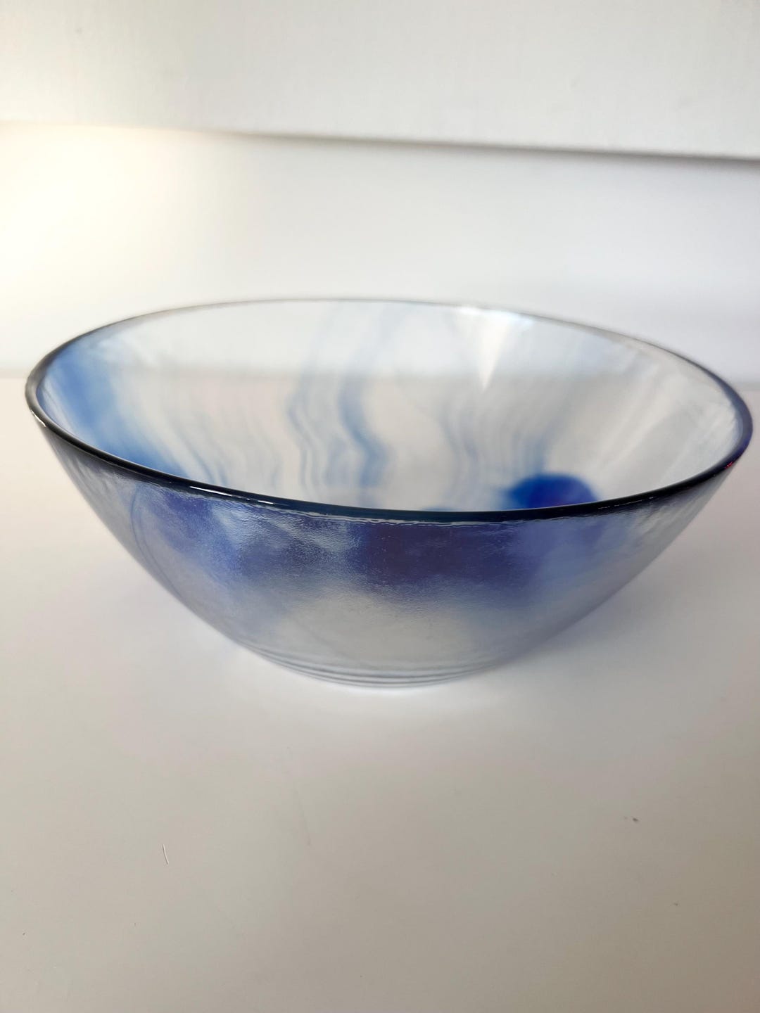 Rare Bormioli Rocco Serving Bowl Murano Cobalt Blue Swirl Glass 9”r X 3 ...