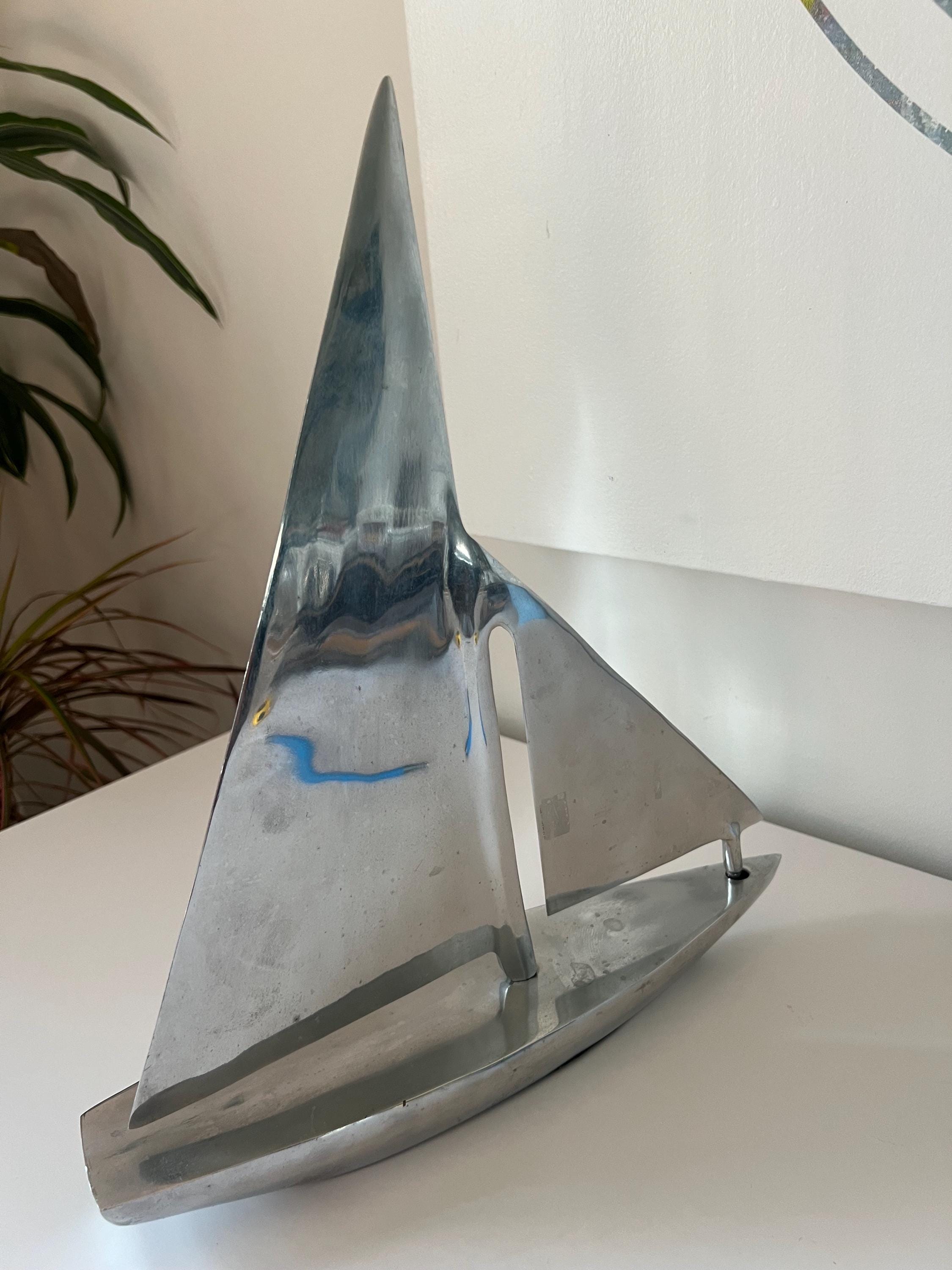Unique Polished Aluminum Sail Boat Nautical Decor has Vintage Patina ...