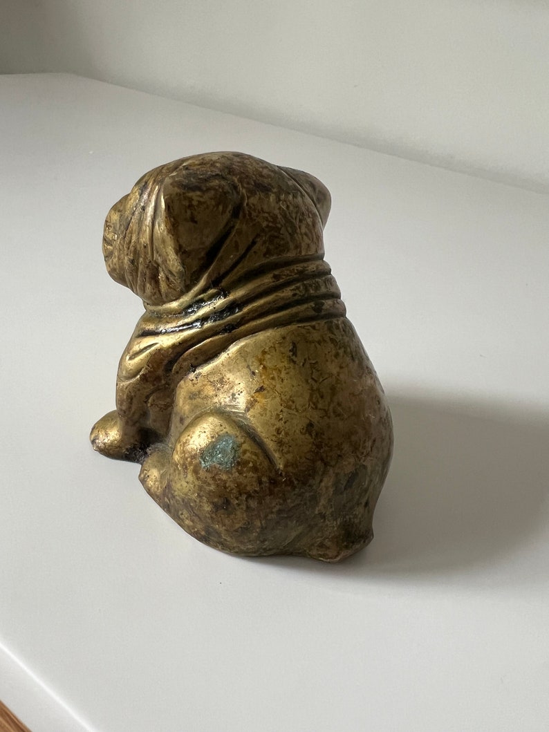 Vintage Brass Dog Figurine English Bulldog Sculpture Paperweight Solid ...