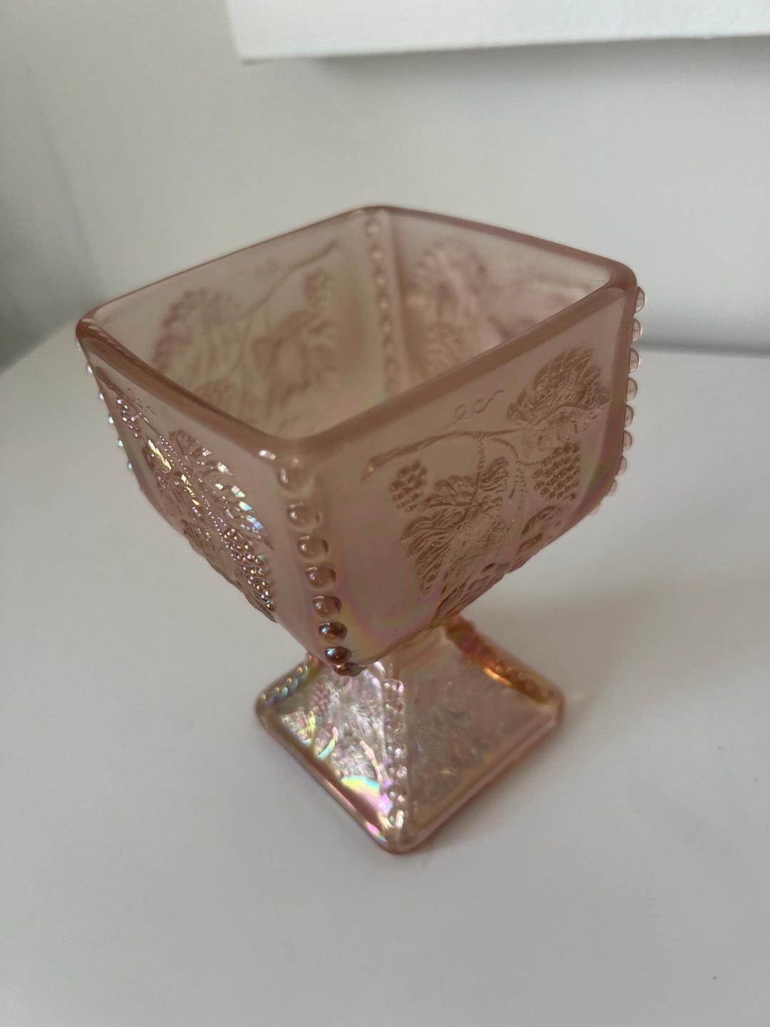 Fenton Sunset Stretch Carnival Glass Candy Dish Paneled Grape ...