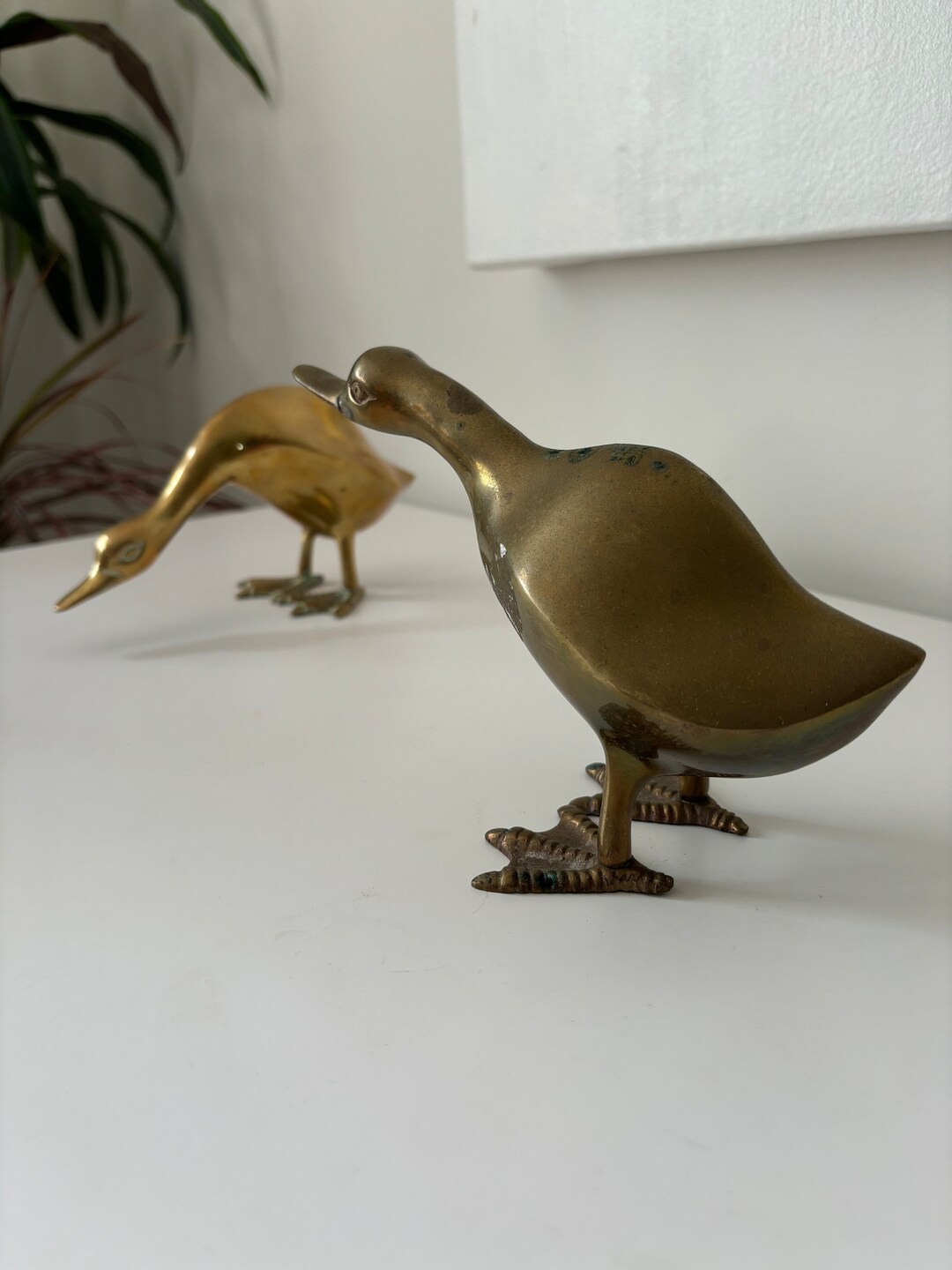 Rare Brass Vintage Duck Figurines | Set of 2 | Dimensions | Duck 1 Head ...