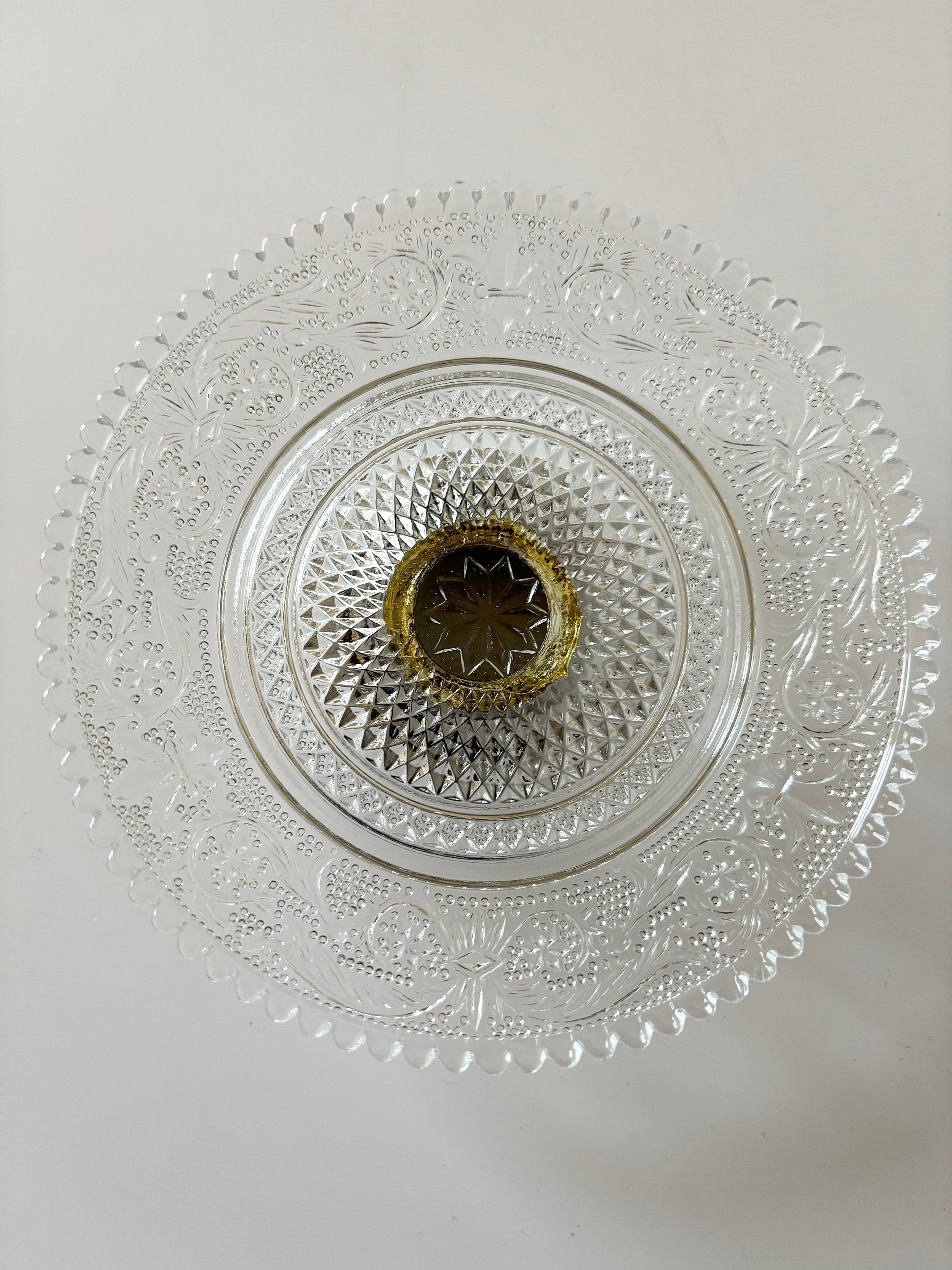 Vintage Cut Glass Pedestal 6 Cake/dessert/display Plate Silver Plate ...