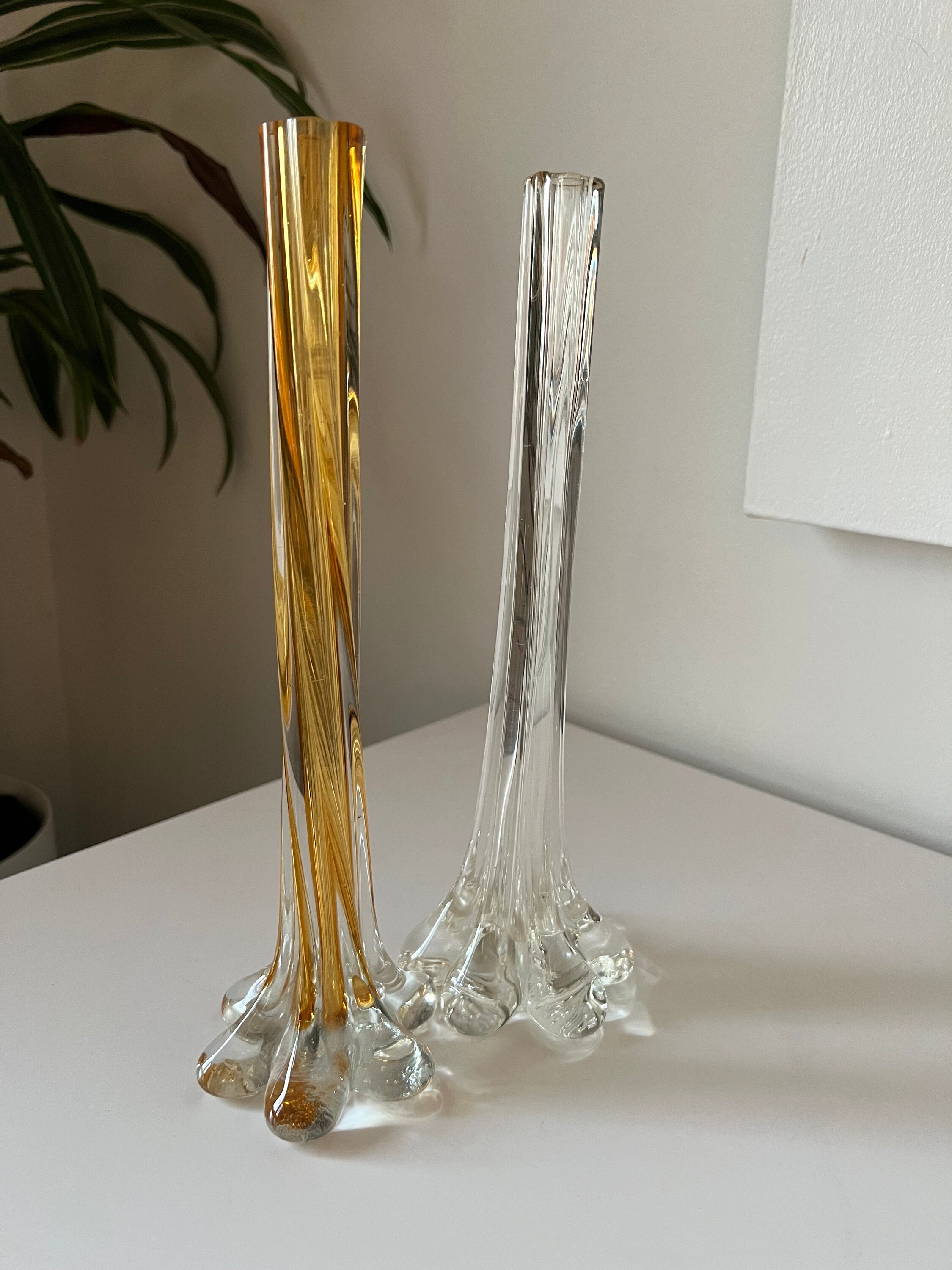 Vintage MCM Hand Blown blob Base Vase - Etsy