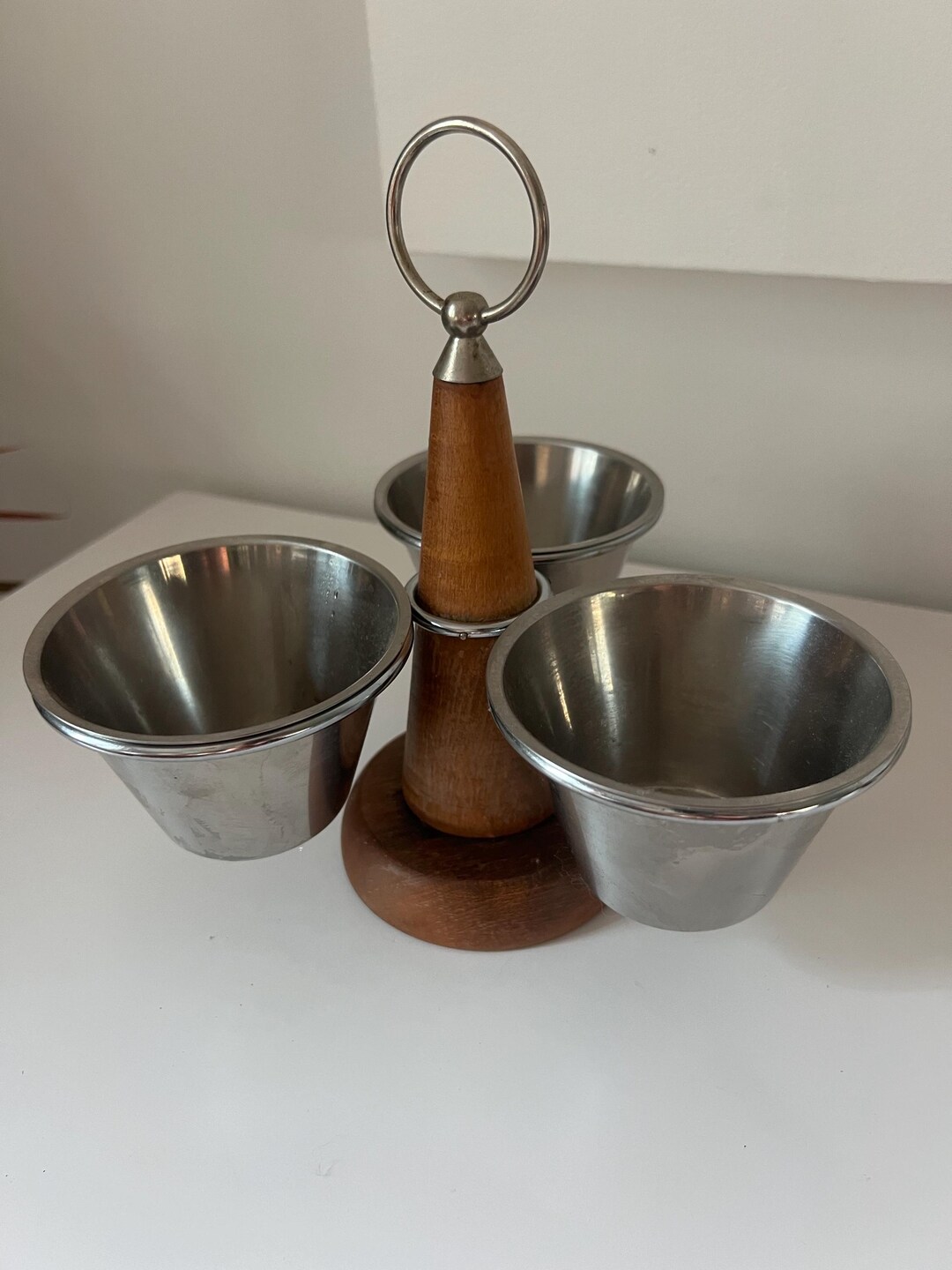 Vintage Rostfritt Stal Mid Century Condiment Caddy or Snack Spinner ...