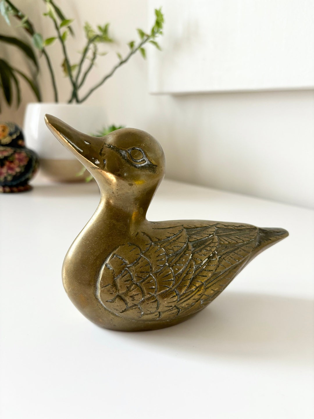Stunning Vintage Brass Duck Figurine - Etsy