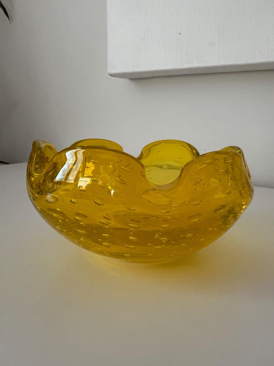 Vintage Retro Yellow Art Glass Ashtray | Trinket | Ring Bowl | 5”r - Etsy
