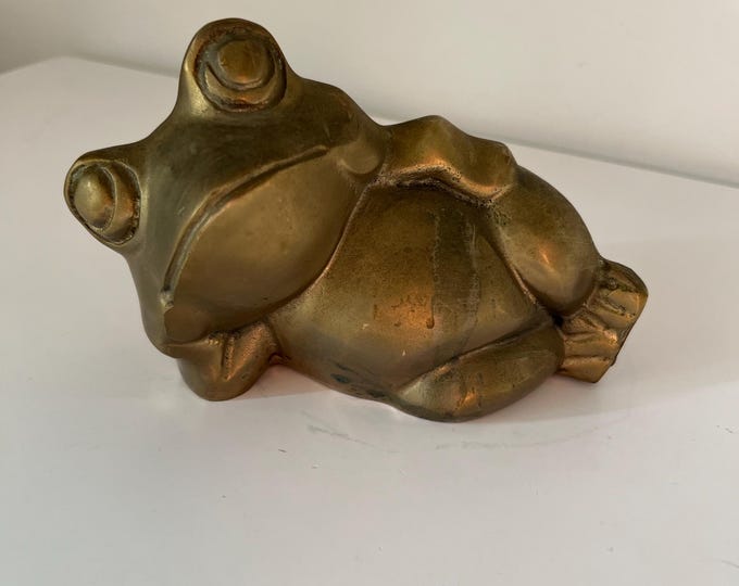 Vintage Large Solid Brass Frog | Paperweight | Fun Decor - Etsy