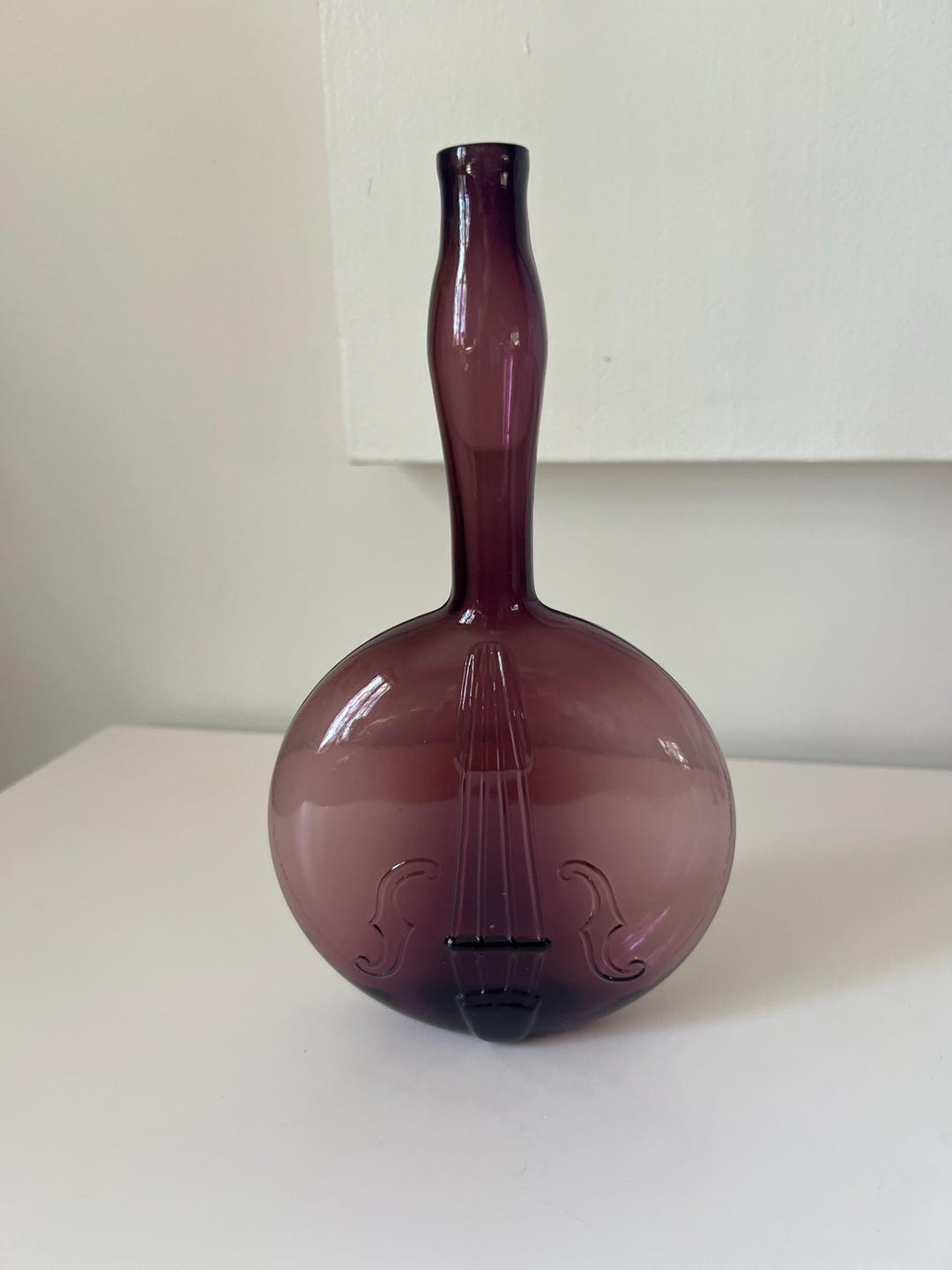 Vintage Amethyst Glass Violin Bud Vase Embossed Glass 10”T 5.5”W - Etsy