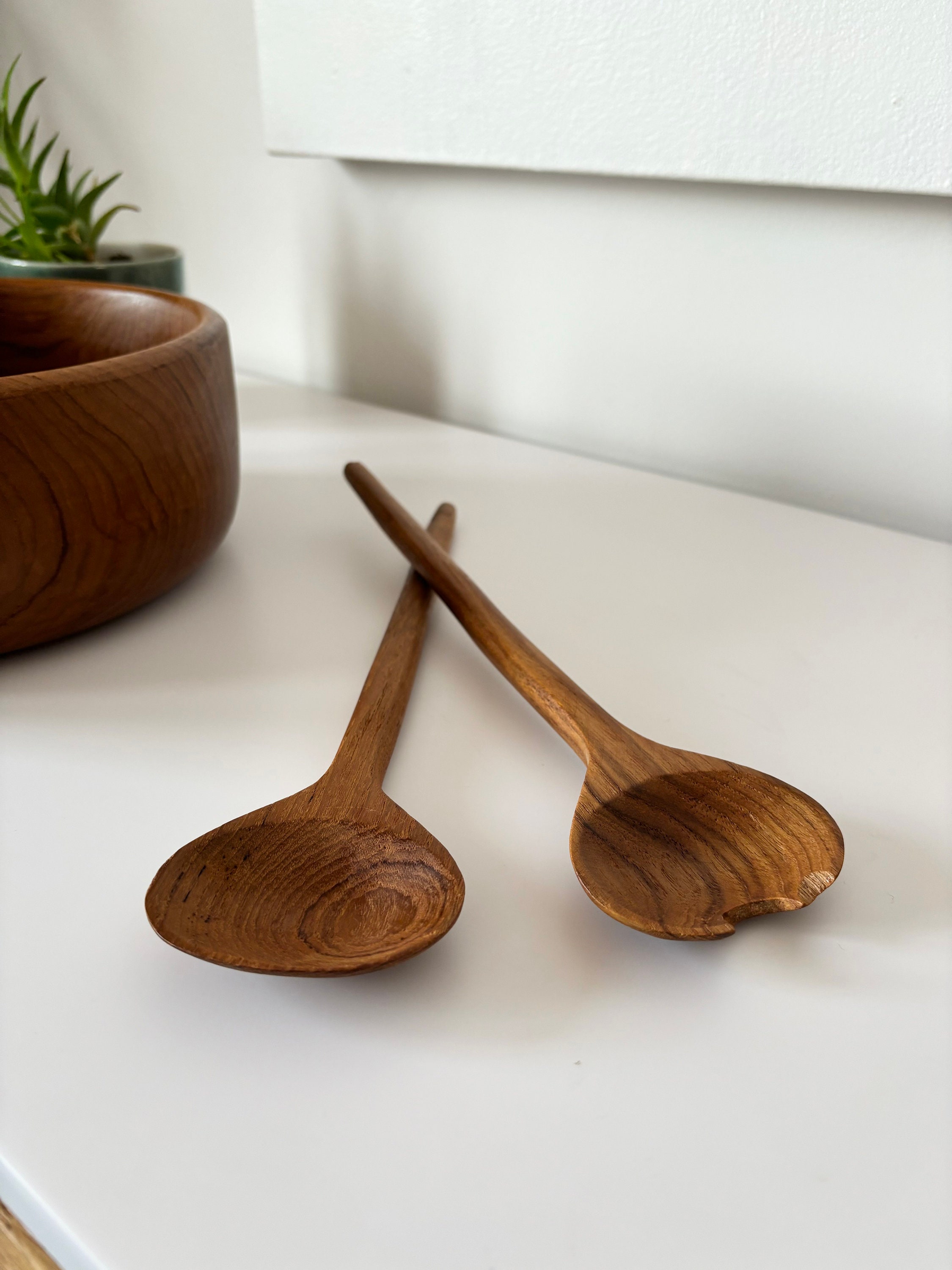 Mid Century Modern Dolphin Teakwood Salad Bowl Serving Set 7 - Etsy