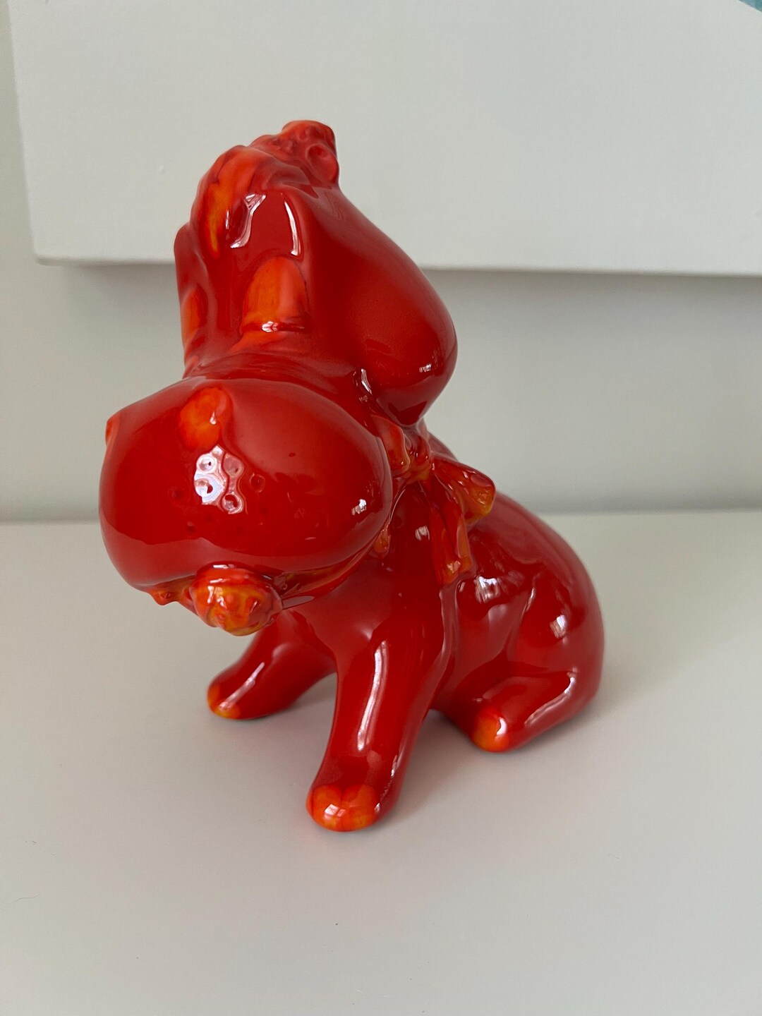 Rare Red Ceramic Dog Coin Bank | Made in Italy Stamp - Etsy