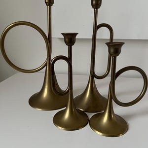 Vintage Brass Trumpet Horn Candlesticks | Brass Musical Band Instruments | Metal Bugles Classic ...
