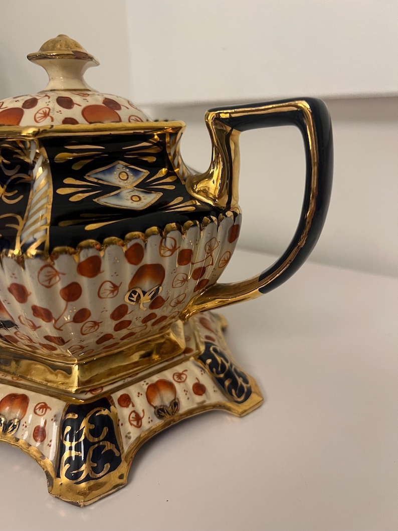 Antique English Victorian Ceramic Imari Pattern Teapot With Stand ...