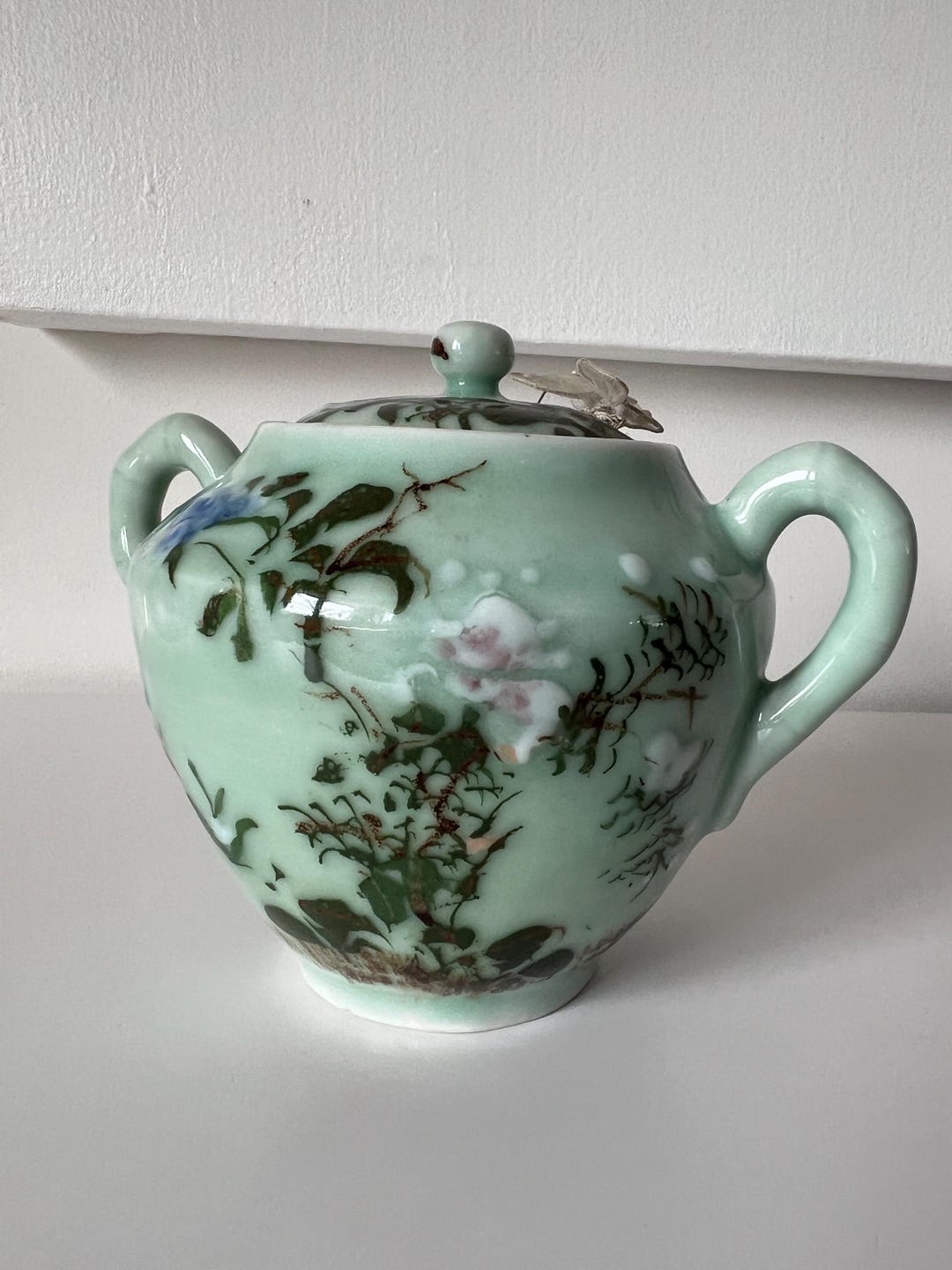 Beautiful Vintage Chinese Celadon Glazed Gilded Ginger Jar Rare ...