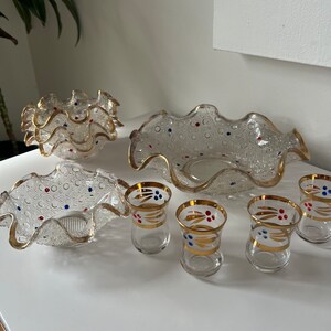 Vintage Gold Gilded Hand Painted Shot Glasses Set of 4 | Collectible ...