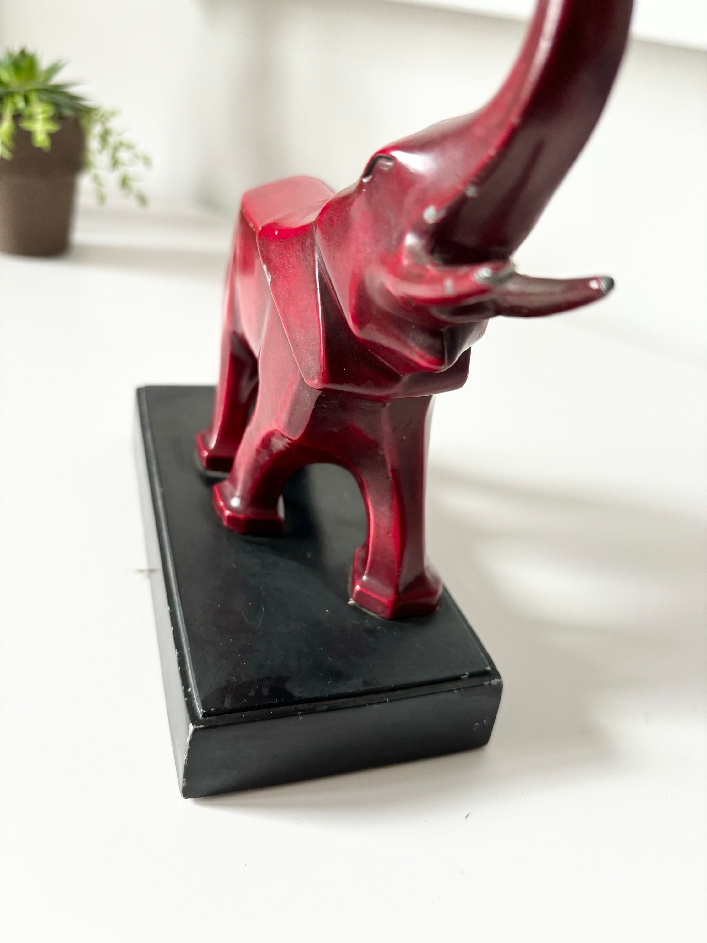 Stunning Vintage Deep Red Elephant Art Figure - Etsy