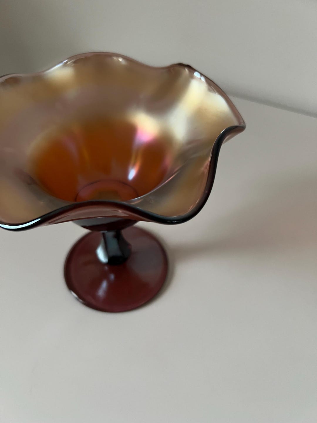 Carnival Glass Compote Beautiful Iridescent Collector's Glass Antique ...