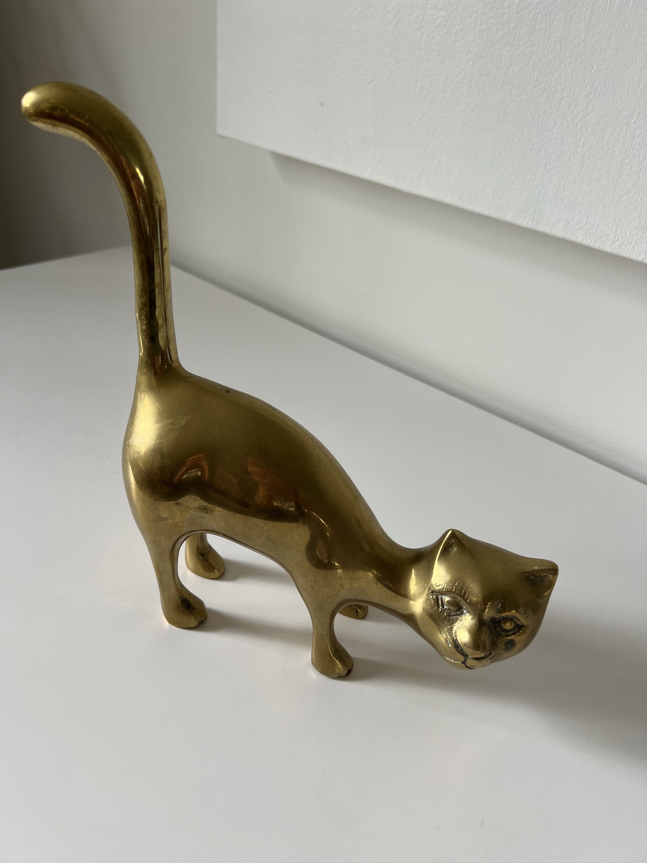 Gorgeous Brass Cat Figurine Vintage Siamese Short Hair | 15" X 12 ...